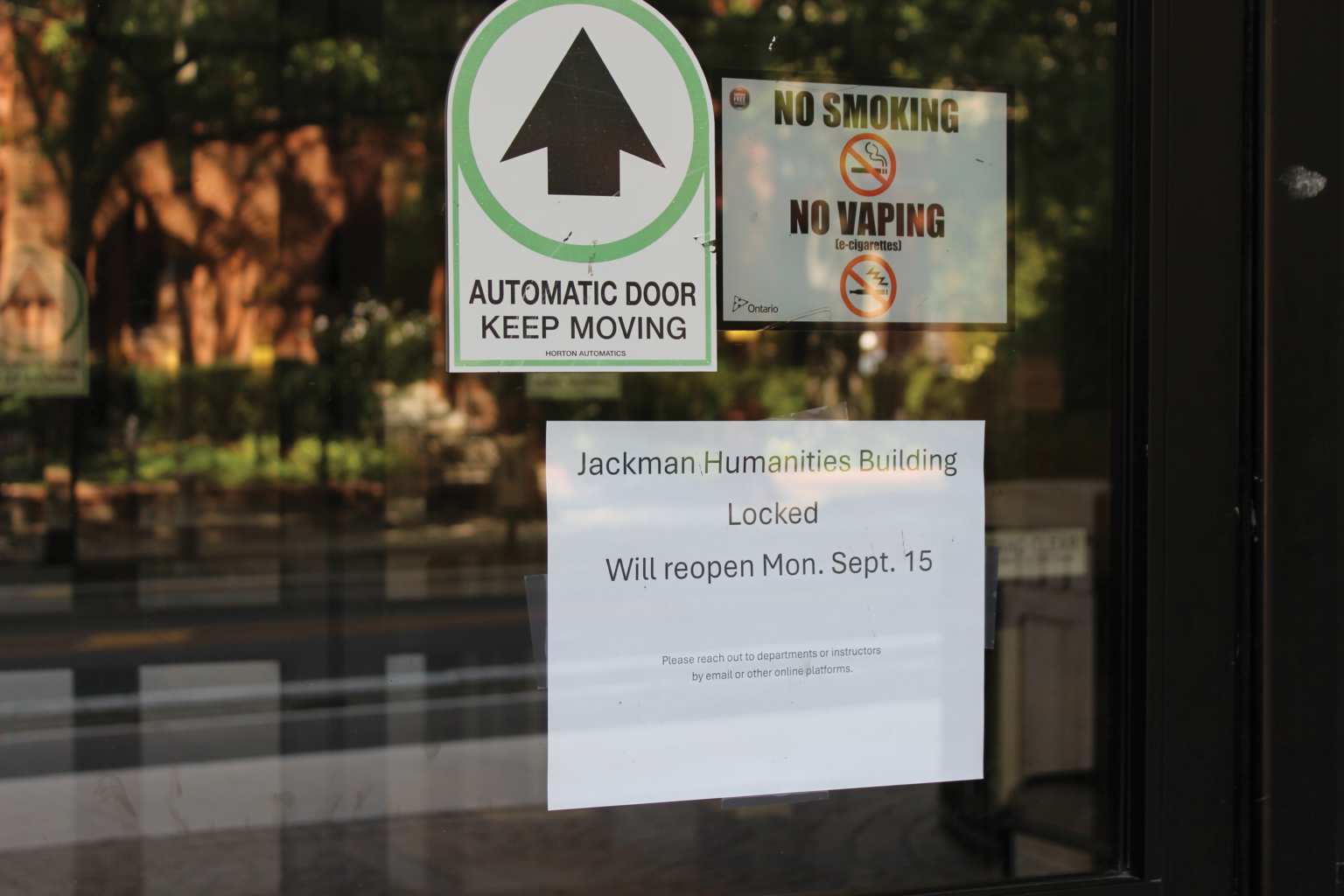 Jackman Humanities Building closed in response to Professor Ruth ...